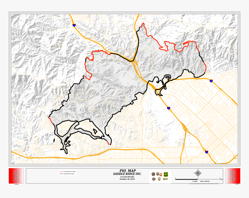 Public Information Map 10/17/2019 - Map Of Saddle Ridge Fire, HD Png ...