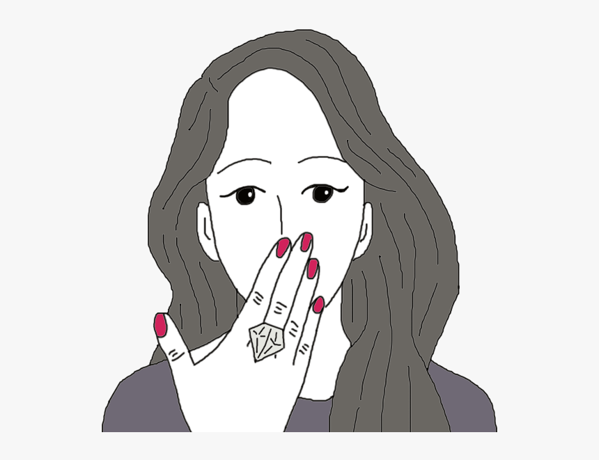 Diamond Ring - Girl With Ring Diamond Drawing, HD Png Download ...