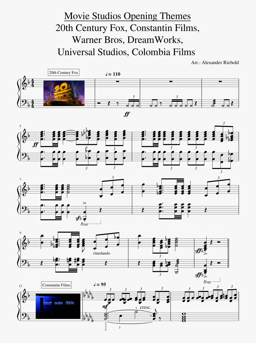 Warner Bros Intro Piano Sheet Music, HD Png Download , Transparent Png ...