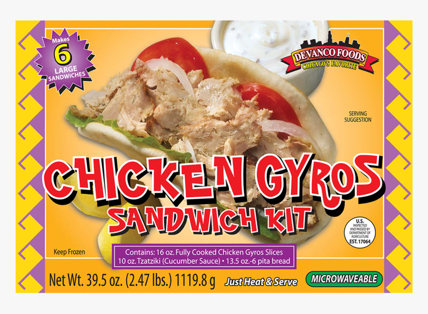 Chicken Gyros Sandwich Kit Rev - Devanco, HD Png Download , Transparent ...