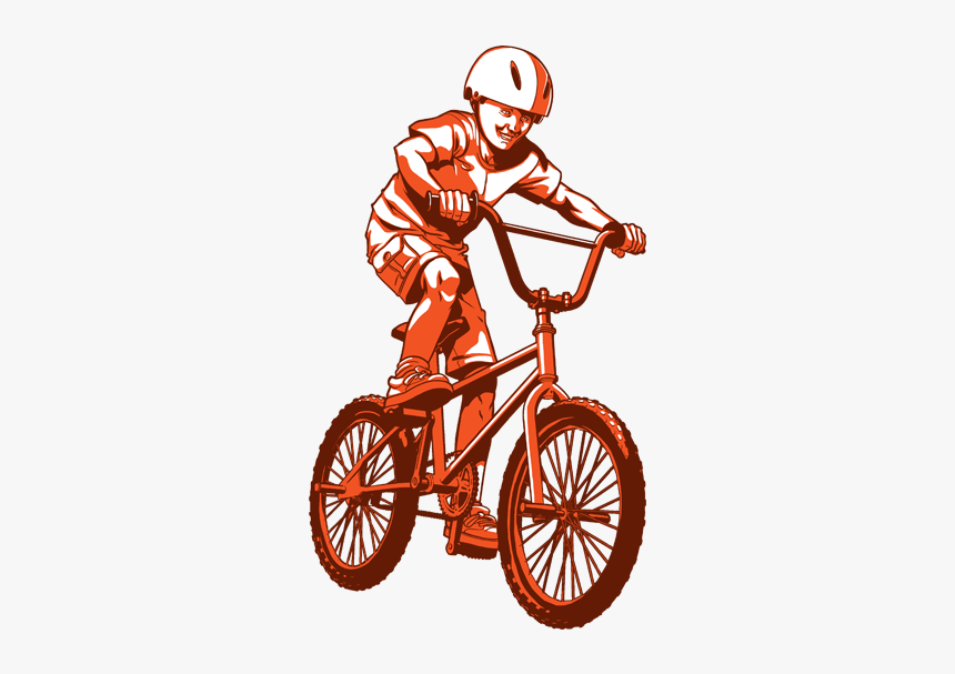 Kid Riding On His Bmx Bike - Hybrid Bicycle, HD Png Download ...