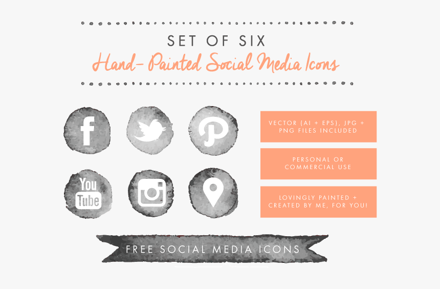 Watercolor Social Media Icons