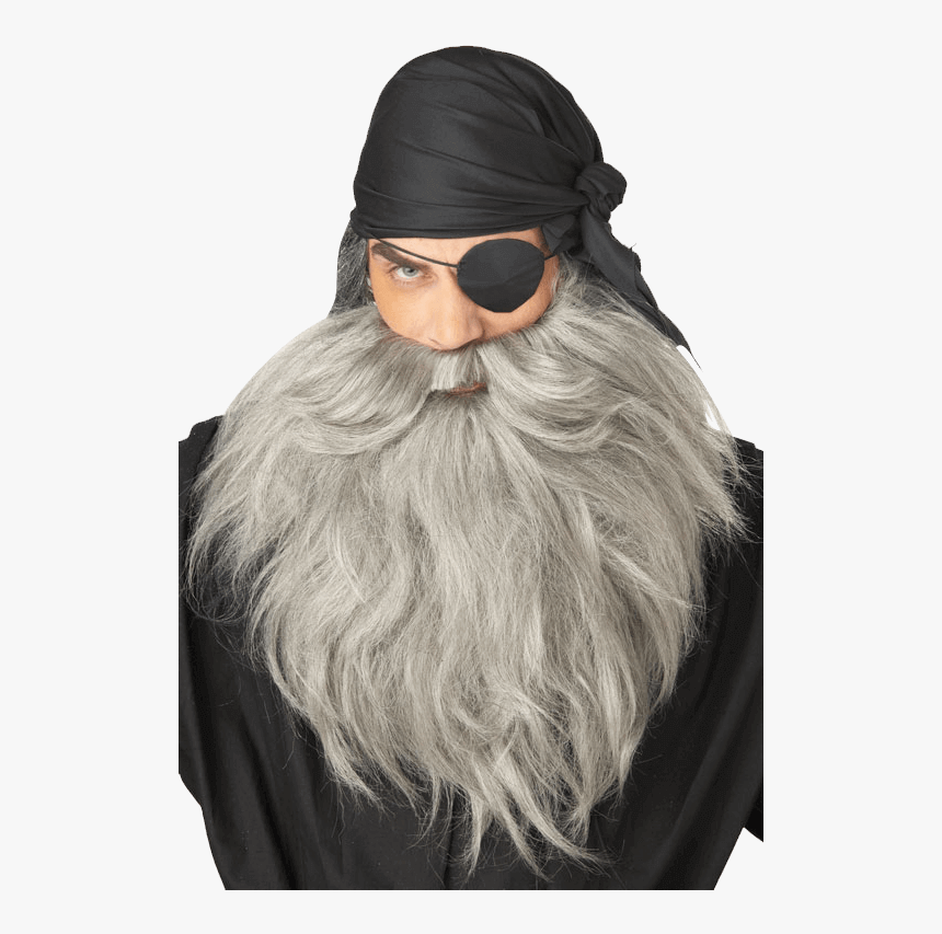Gray Pirate Beard And Moustache - Fake Grey Beard, HD Png Download ...