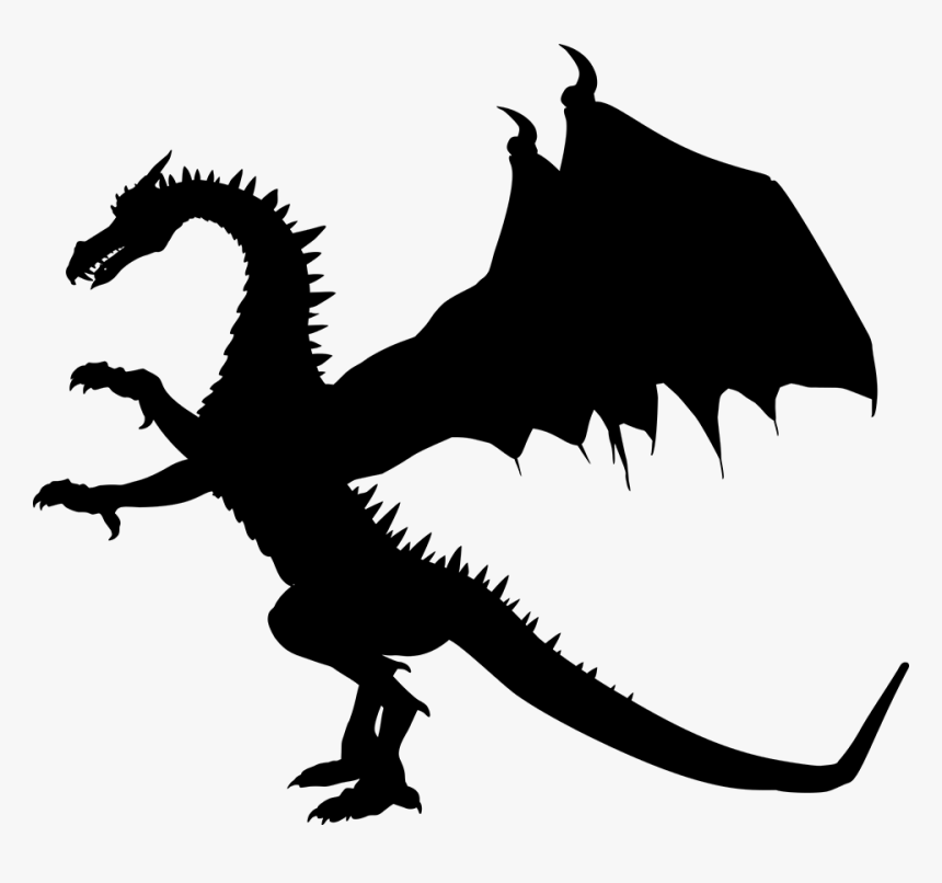 Standing Dragon Black - Black And White Mythical Creatures Clipart, HD ...