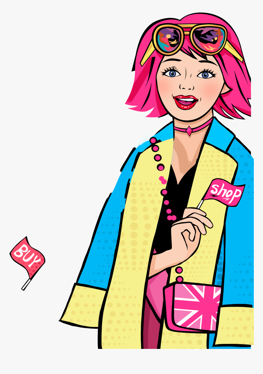 Color Pop Style Hand Drawn Girl Png And Psd, Transparent Png ...