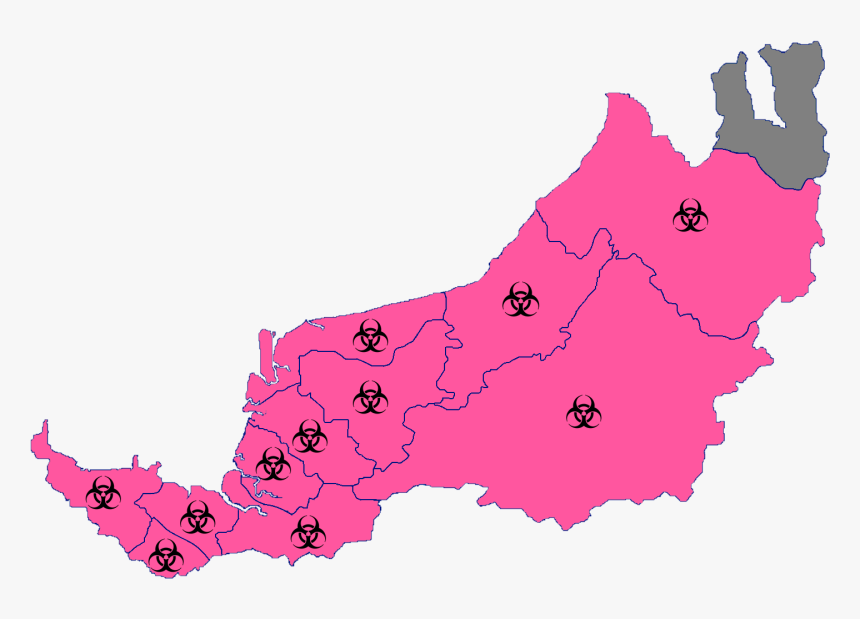 Rabies Infected Areas In Sarawak, 2018 - Sarawak Map Vector, HD Png ...