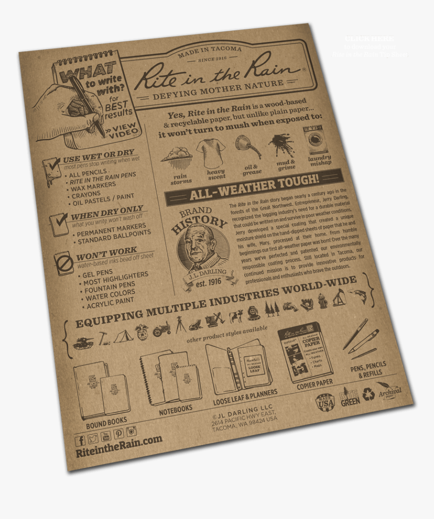 Rite In The Rain, HD Png Download , Transparent Png Image - PNGitem