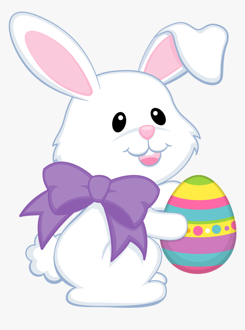 Easter Cute Bunny With Purple Bow Transparent Png Clipart - Cute Easter ...