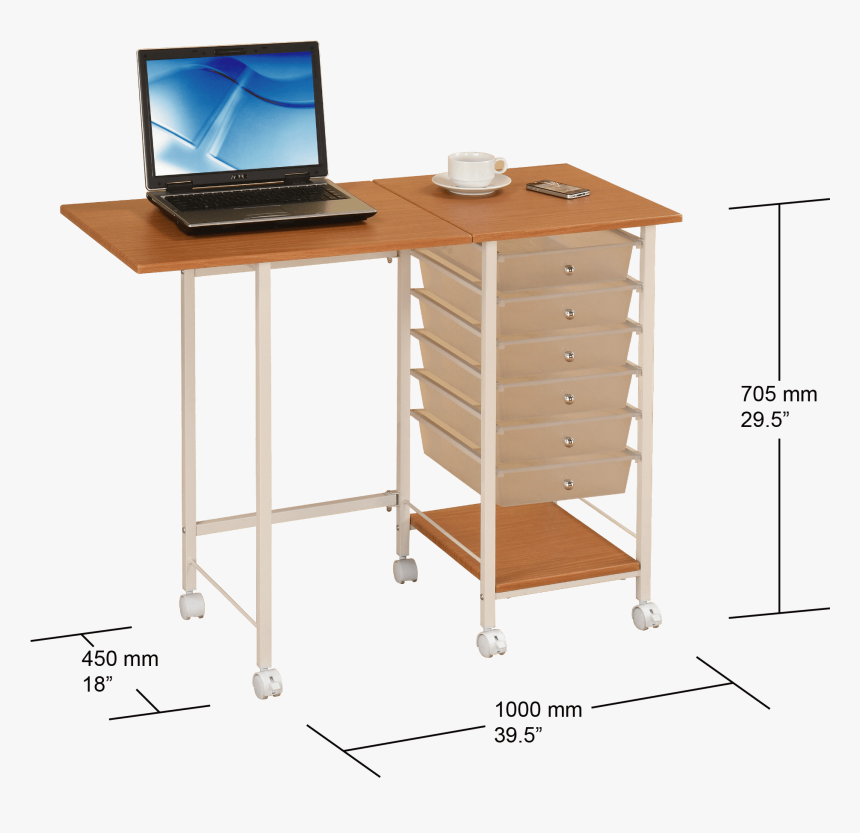 Foldable Student Desk W/6 Drawers - Table, HD Png Download ...