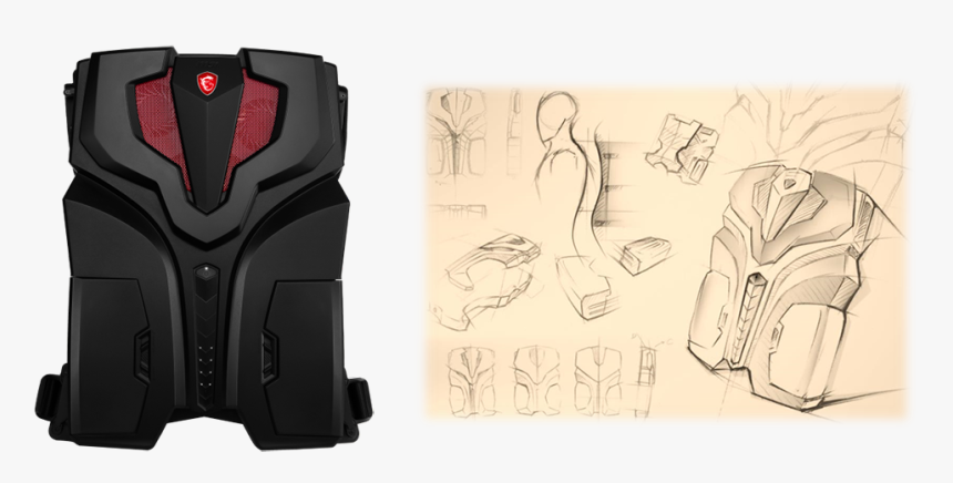 Msi Vr One Backpack Pc Announced - Sketch, HD Png Download ...