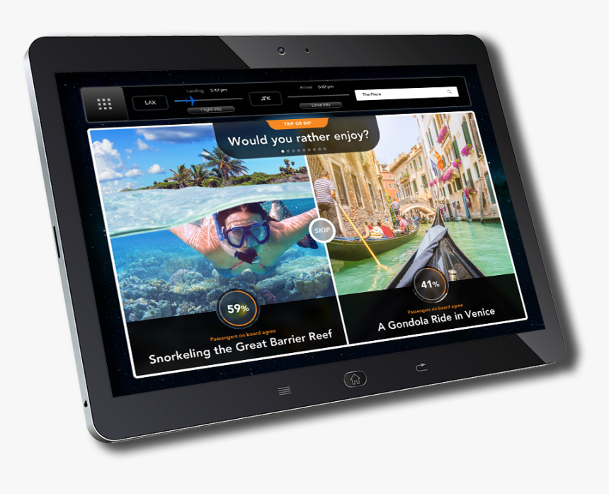 Tablet Computer Showing Our Trip Or Dip Inflight Travel - Tablet ...