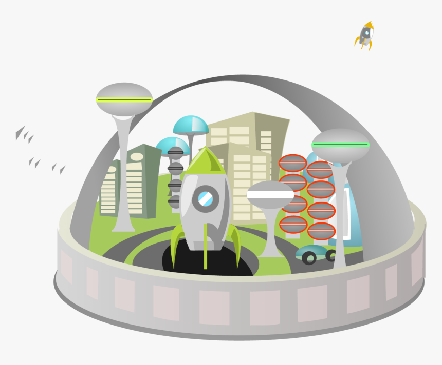 Futurism Clip Art Windy City Flat Element - Futuristic Building Clip ...