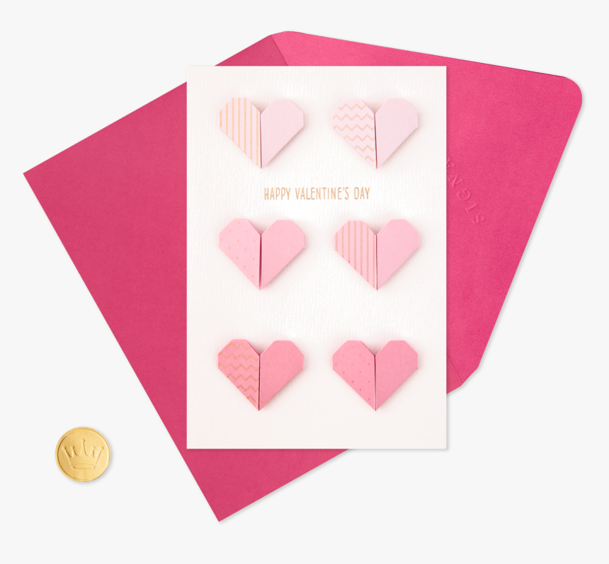 Folded Hearts Valentine S Day Card For Anyone - Heart, HD Png Download ...