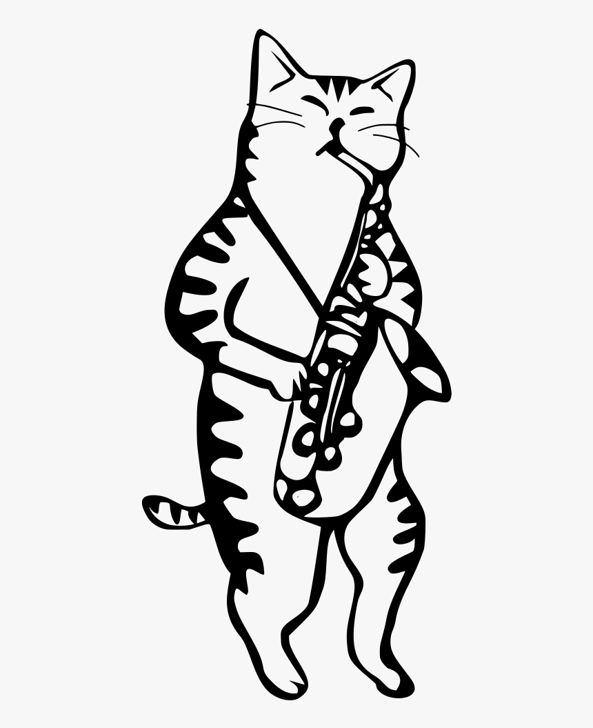 Cat Playing Saxophone , Png Download - Saxophone Cat, Transparent Png ...