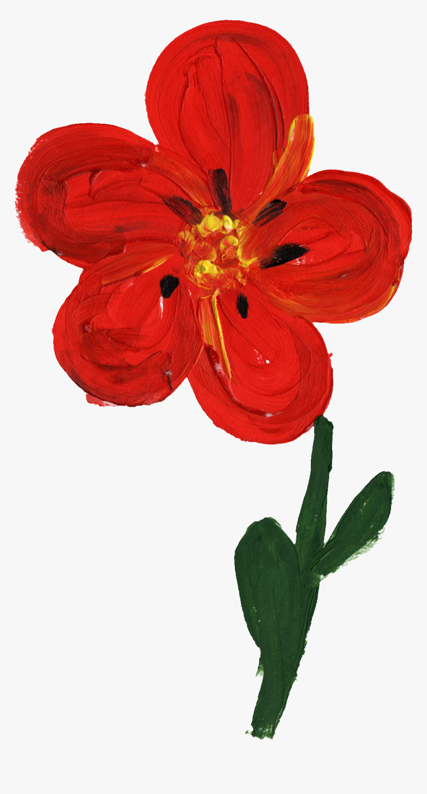 Paint A Simple Red Flower, HD Png Download , Transparent Png Image ...