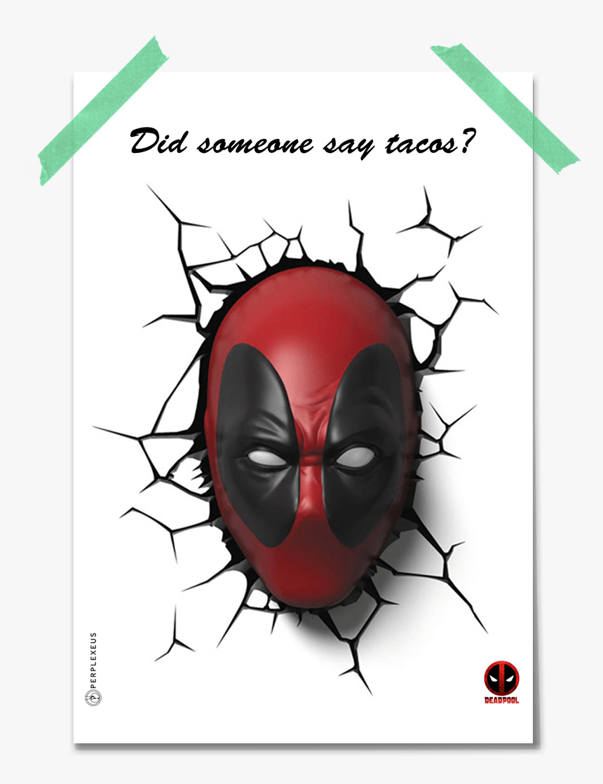 Deadpool Tacos Wall Break Through Poster - Deadpool Wall Sticker, HD ...