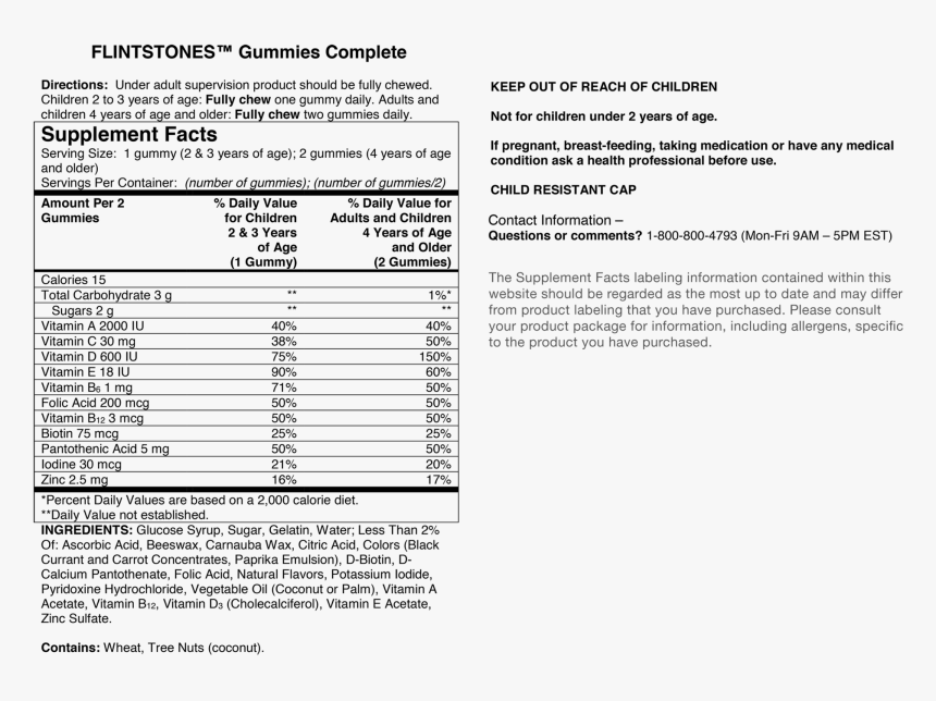 Flintstones Complete Gummies Label, HD Png Download , Transparent Png ...