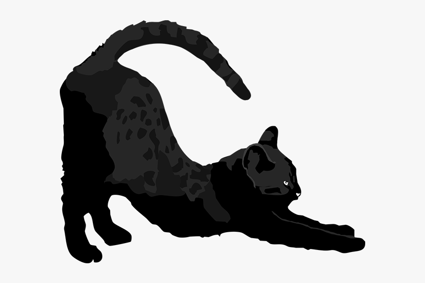 Cat Silhouette Stretching, HD Png Download , Transparent Png Image ...
