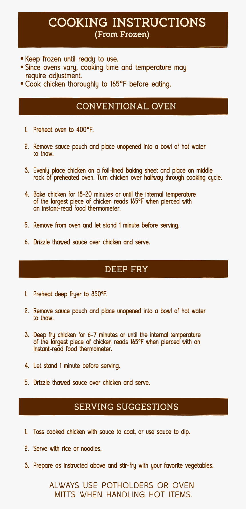 Cooking Instructions - Kahiki General Tso's Chicken Cooking ...