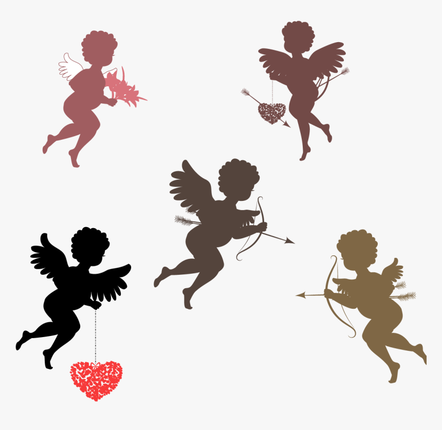 Psyche Revived By Cupids Kiss Silhouette Illustration - Cupid Png ...