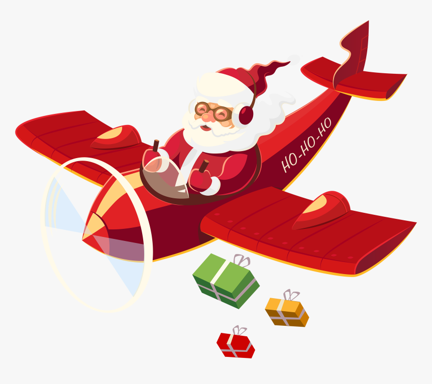 Santa Claus With Plane Png Clipart - Flying Santa Flying Transparent ...