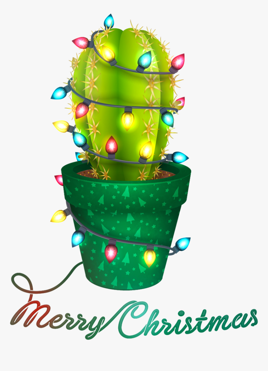 Merry Christmas Cactus Transfer - Christmas Cactus Clipart, HD Png ...