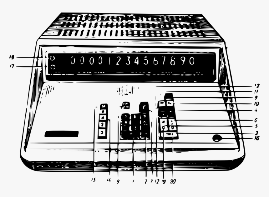 Calculator, Parts, Diagram, Numbered, Old, Display - Calculator, HD Png ...
