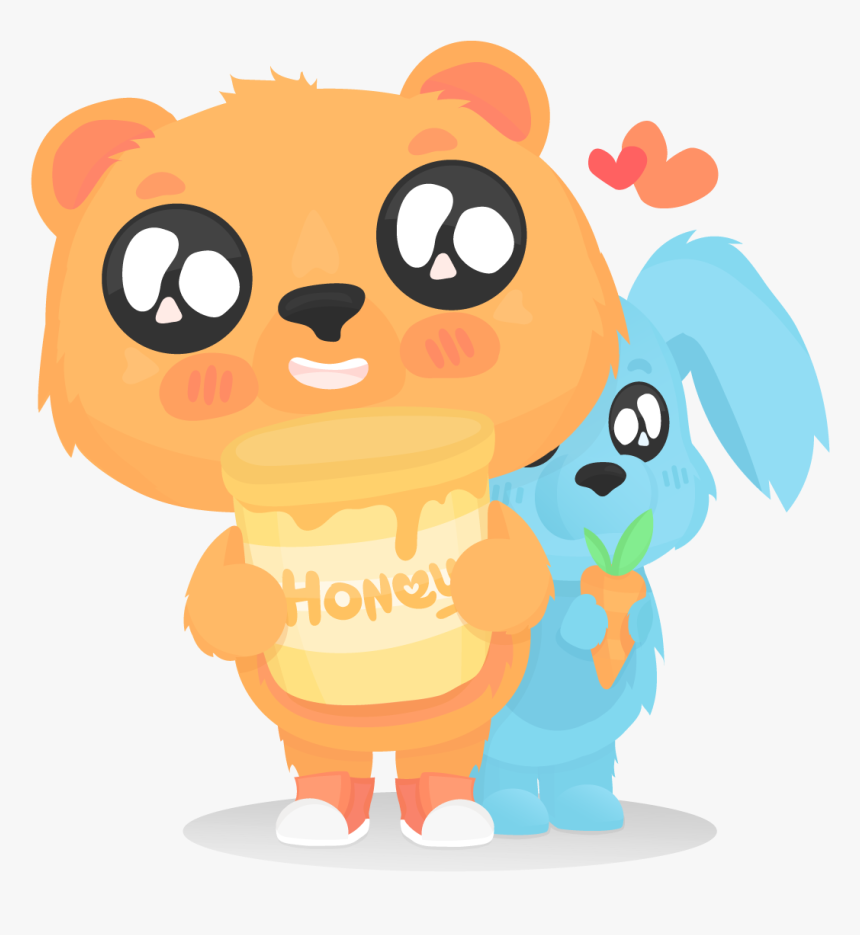 Illustrator Vector Illustration Bear And Bunny Rabbit - Cartoon, HD Png ...