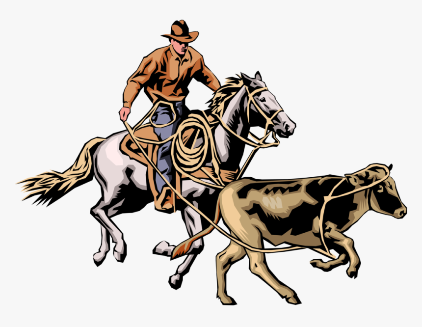 Vector Illustration Of Western Cowboy On Horse With - Cattle Rancher ...