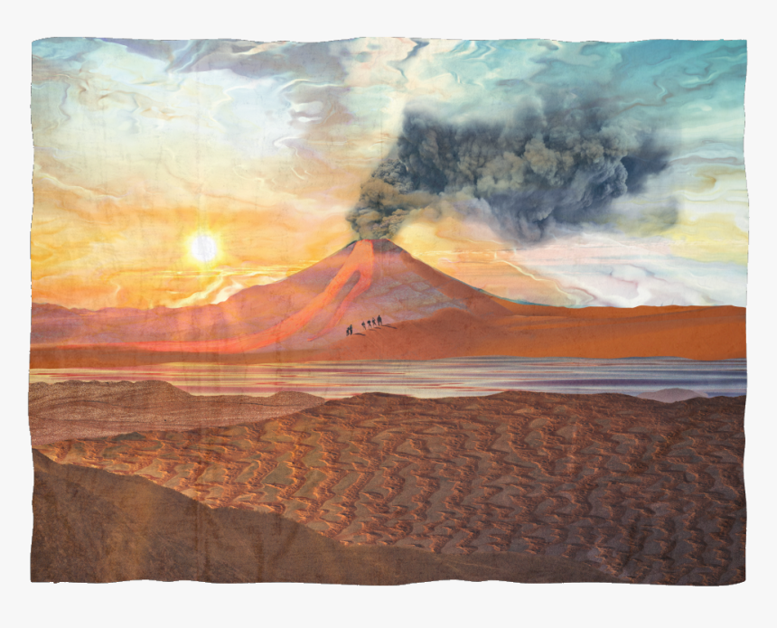 Lava Flow Fleece Blanket - Lava Mountain Painting, HD Png Download ...