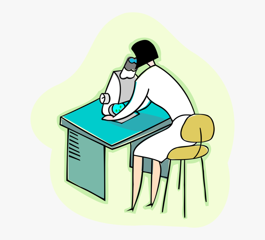 Vector Illustration Of Laboratory Technician At Desk - Vector Graphics ...