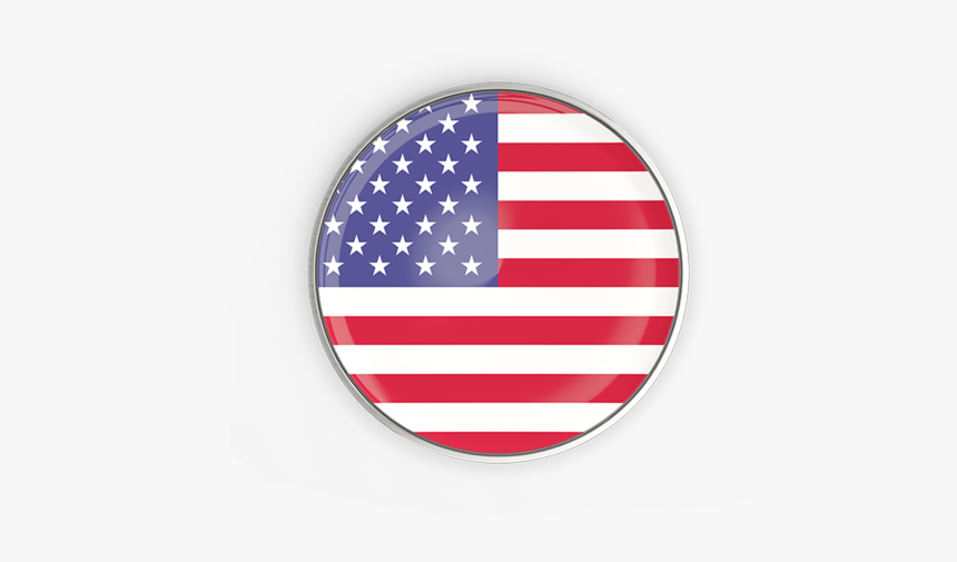 Round Button With Metal Frame - United States Button Flag, HD Png ...
