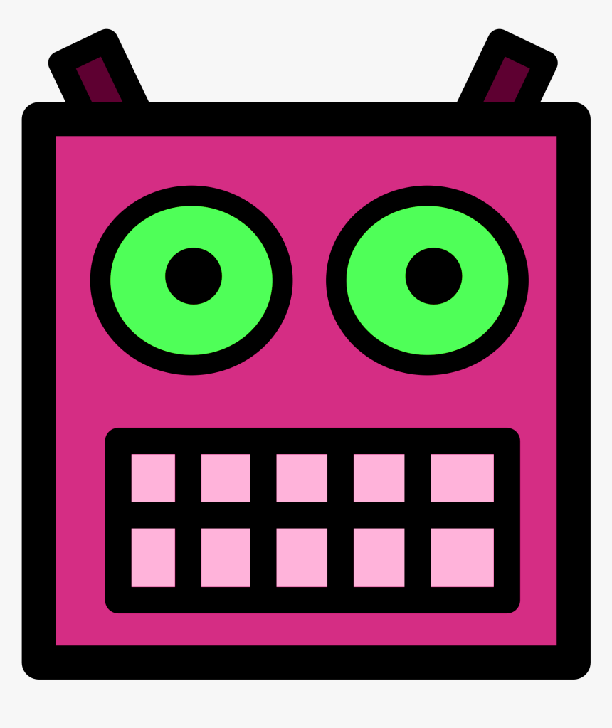 Pink Or Plum Robot Face With Green Eyes - Robot Faces Clipart, HD Png ...