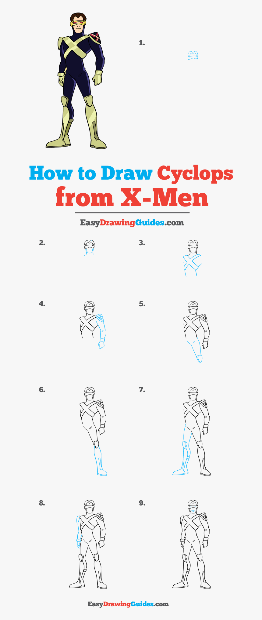 How To Draw Cyclops From X-men - Draw Luigi Step By Step, HD Png ...