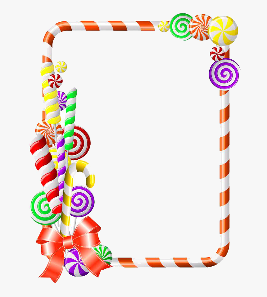 Lollipop Candy Cane Clip Art - Candy Border, HD Png Download ...