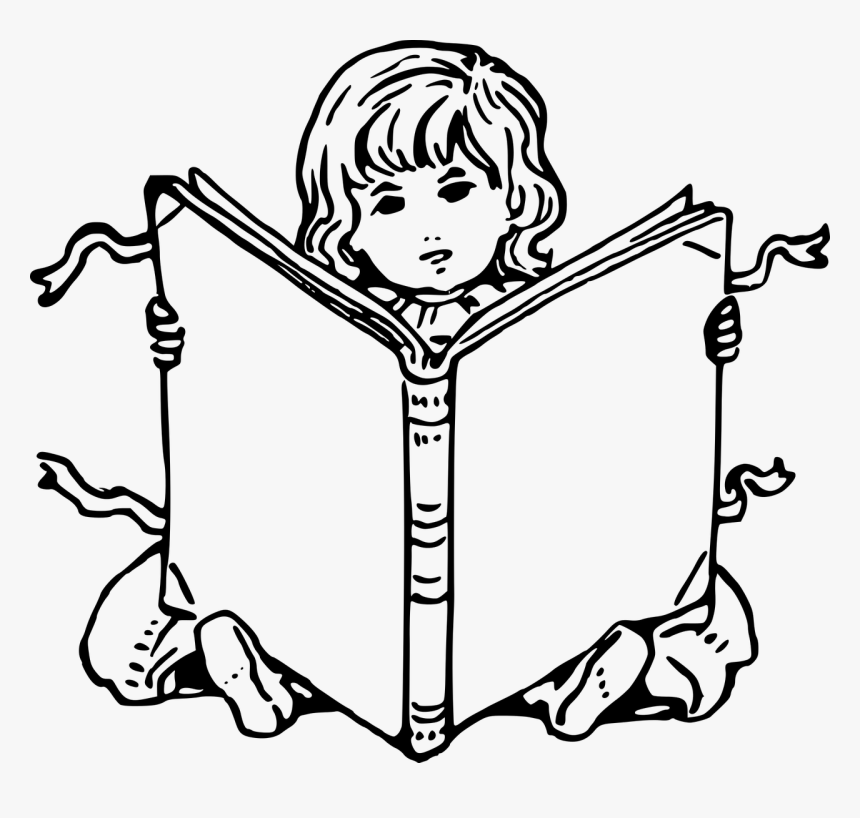 Book With Child Clipart Black And White, HD Png Download , Transparent ...