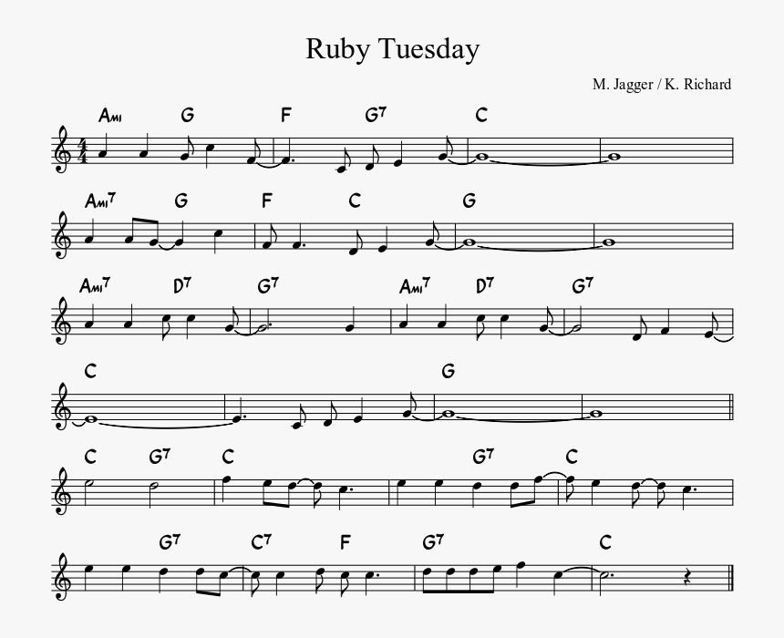 Ruby Tuesday Flute Part, HD Png Download , Transparent Png Image - PNGitem