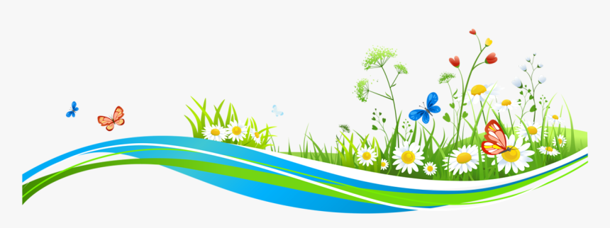 Transparent Decoration With Flowers And Butterflies - Butterfly Border ...