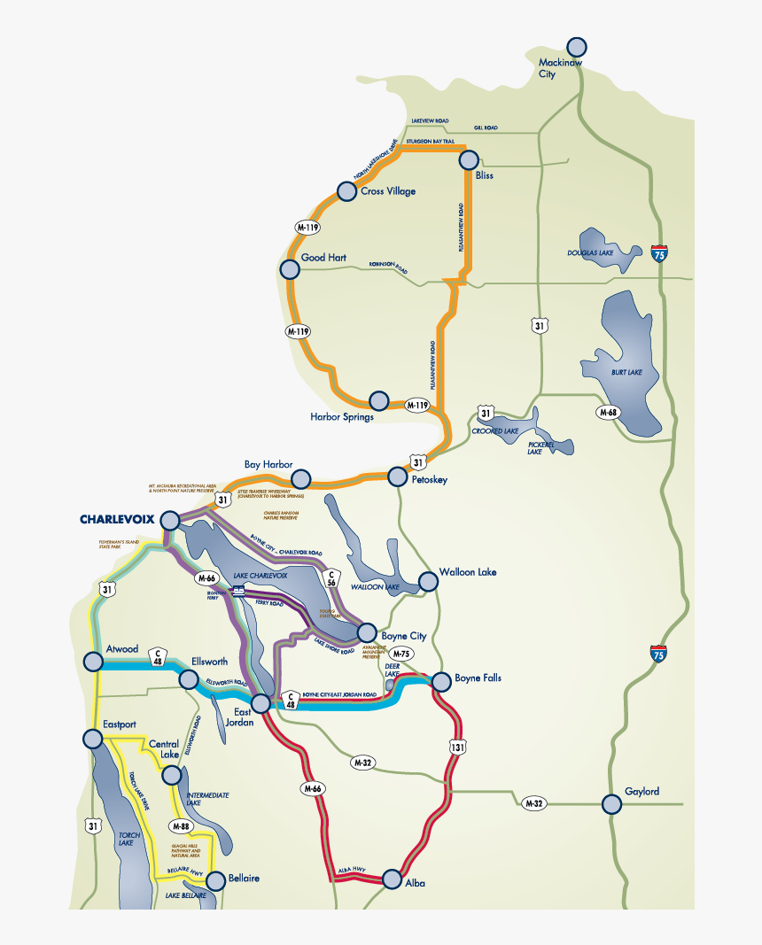 Northwest Michigan Fall Color Drive Map, HD Png Download , Transparent ...