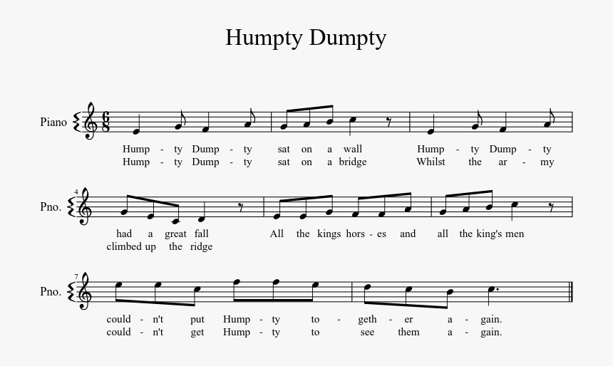 Humpty Dumpty Musical Score, HD Png Download , Transparent Png Image ...