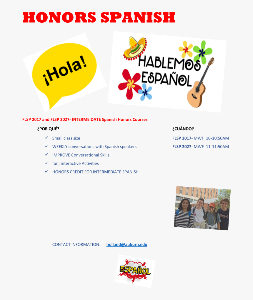 Flyer Detailing Honors Spanish Courses - Graphic Design, HD Png ...