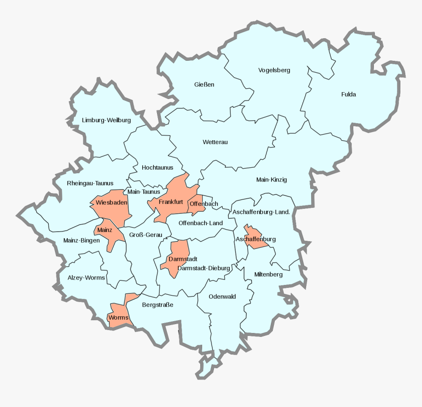 Transparent Germany Map Clipart - Rhine Main Transport Association Area ...