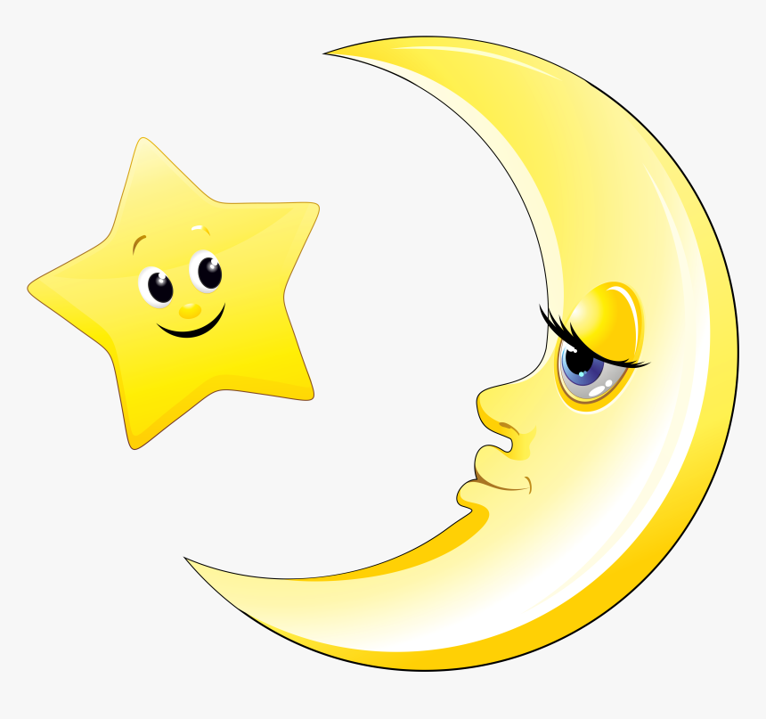 Star Clipart Smiley - Moon And Star Clipart, HD Png Download ...