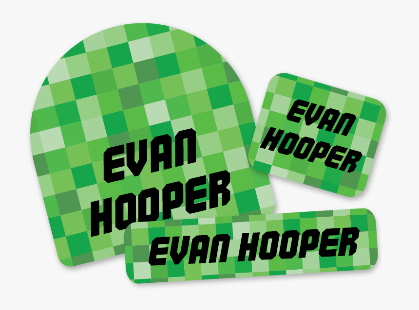 Minecraft Inspired Green Pixels School Labels - Illustration, HD Png ...