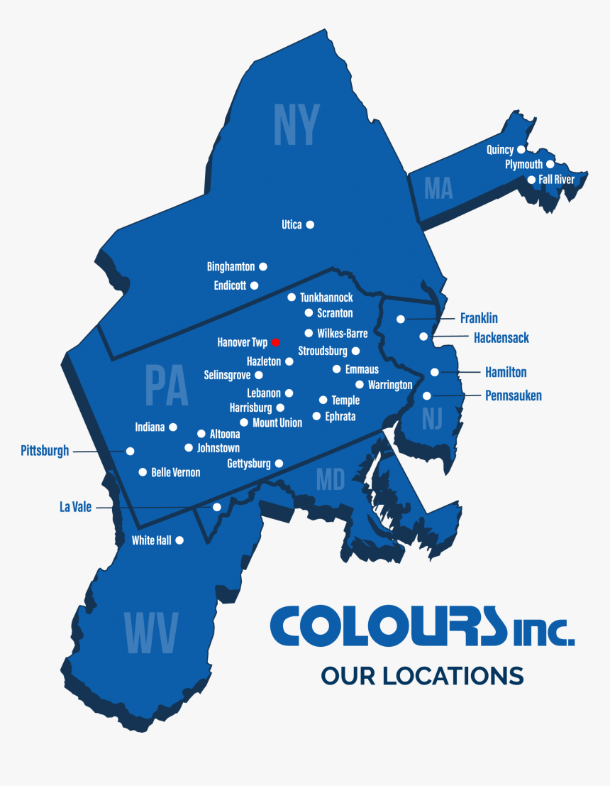 3d Blue Map Of Colours Inc Store Locations With Plot - Poster, HD Png ...