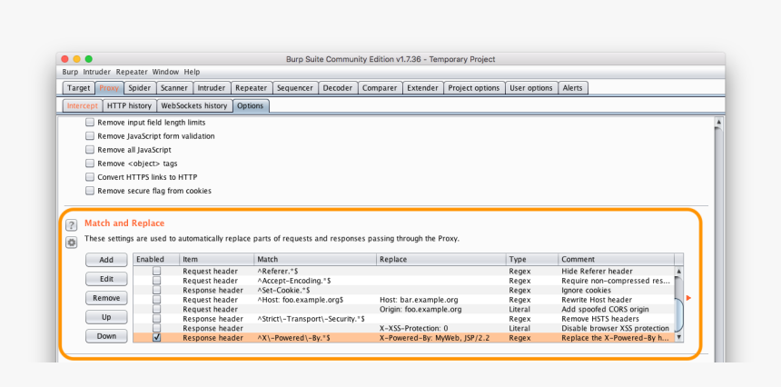 Burp Suite S Match And Replace Rule Configuration Window Burp Suite Match And Replace Regex