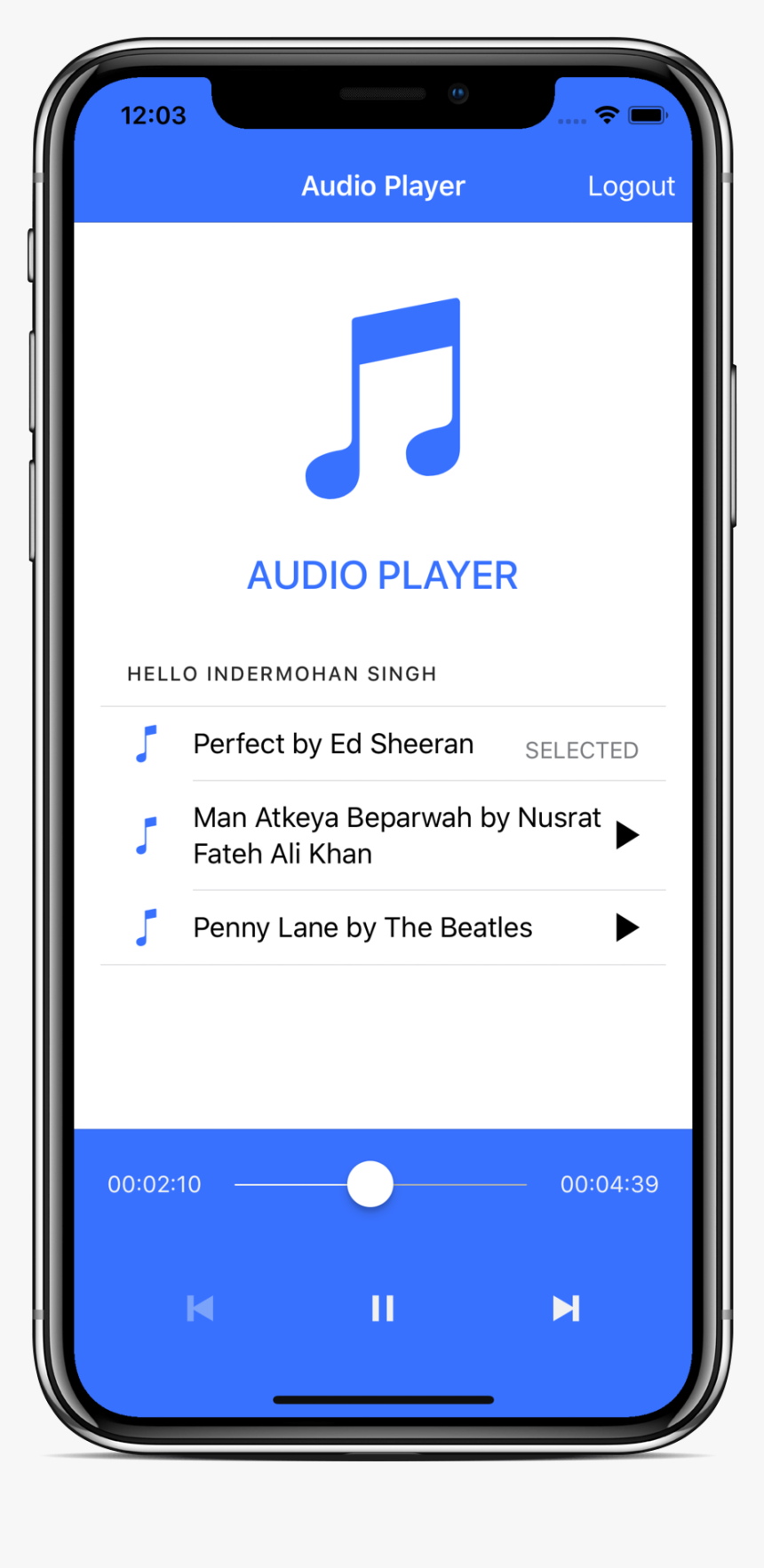 Ionic Audio Player Demo App Ui Ionic Native Audio Example Hd Png