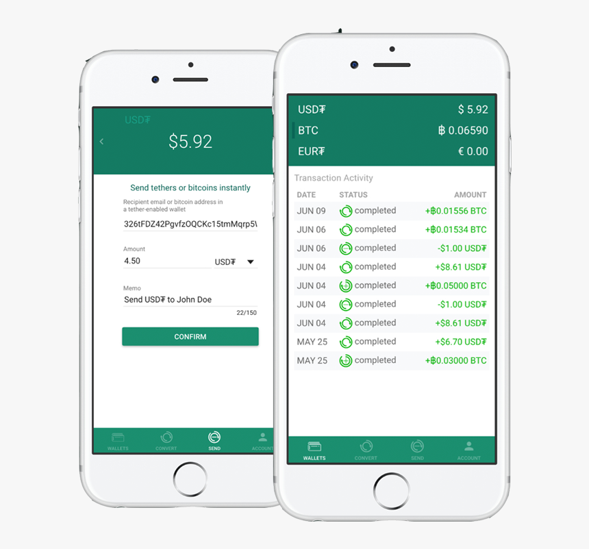 Tether S Mobile App In Action - Iphone, HD Png Download , Transparent ...