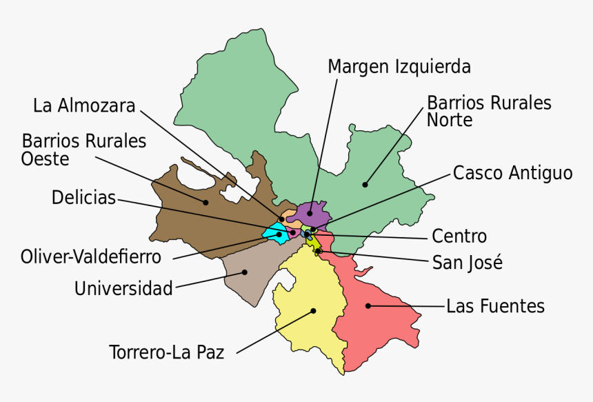Mapa De Barrios De Zaragoza Capital, HD Png Download , Transparent Png ...