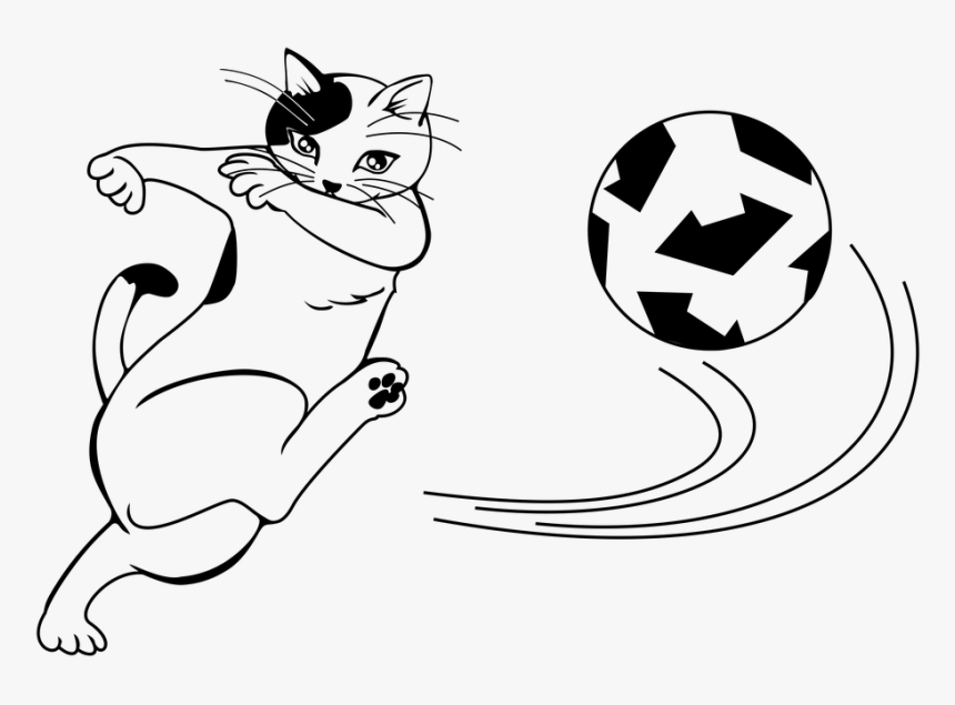 Cartoon Cat Kicking A Ball, HD Png Download , Transparent Png Image ...